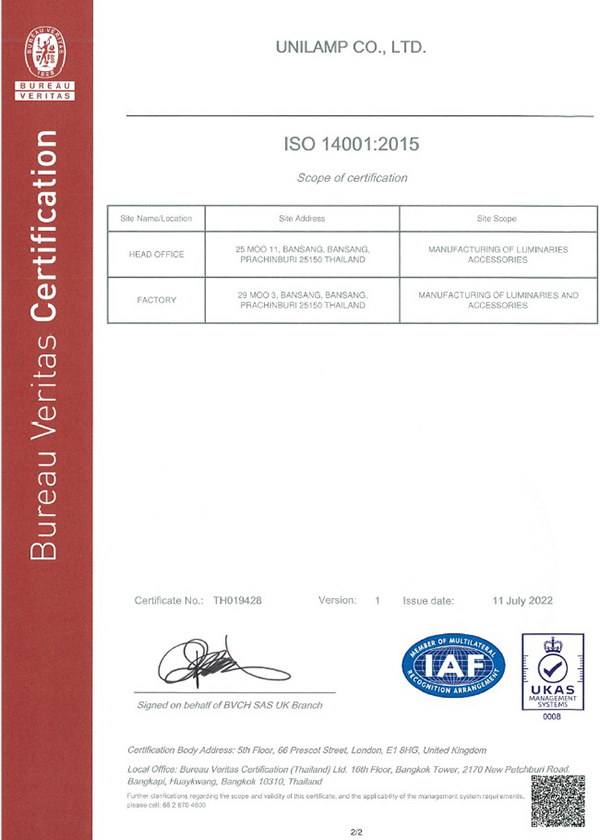 ISO 9001 & 14001 Certification | Unilamp